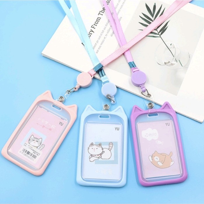 Jual Nametag Lanyard Motif Kucing Tali Kartu Akses Kantor MRT Busway ...