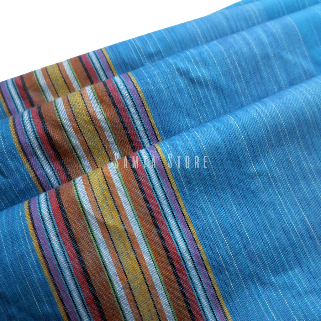 Jual Kain Lurik Tenun Gerimis Biru Muda dengan Tumpal | Shopee Indonesia