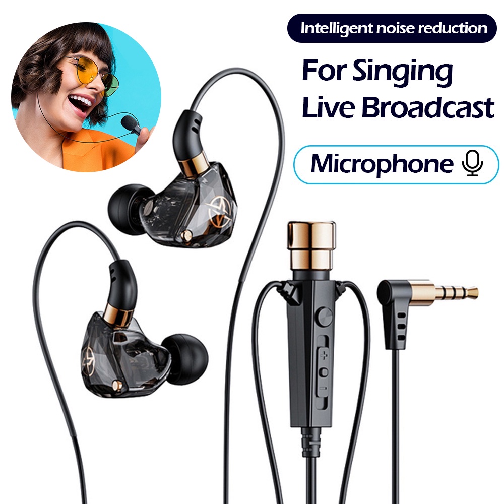 Jual [Untuk siaran langsung] KT-02 Wired Earphone with Mic HiFi Stereo Wired Headset with ...