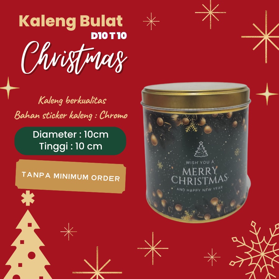 Jual Toples Natal Kaleng Bulat T1010 Green Tree Merry Christmas untuk ...