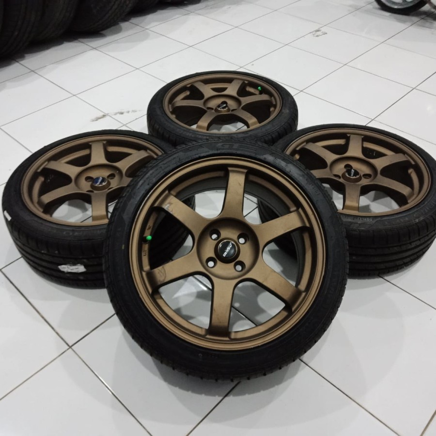 Jual Velg Second Racing Te37 Ring 17 Lubang Baut 4x100 + Ban 205 45 r17 ...
