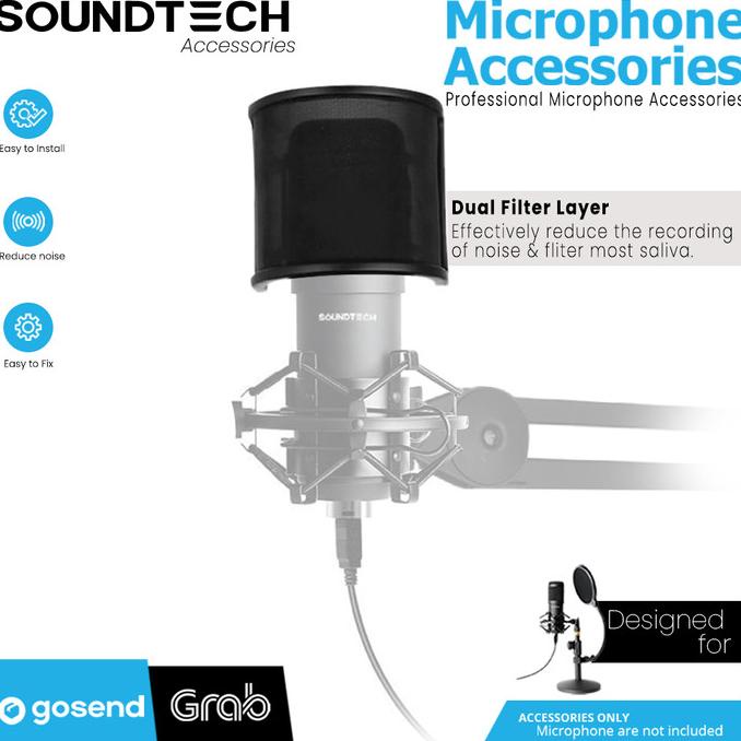 Jual Soundtech Microphone Pop Filter U Shape Windshield Mask Metal Mesh ...