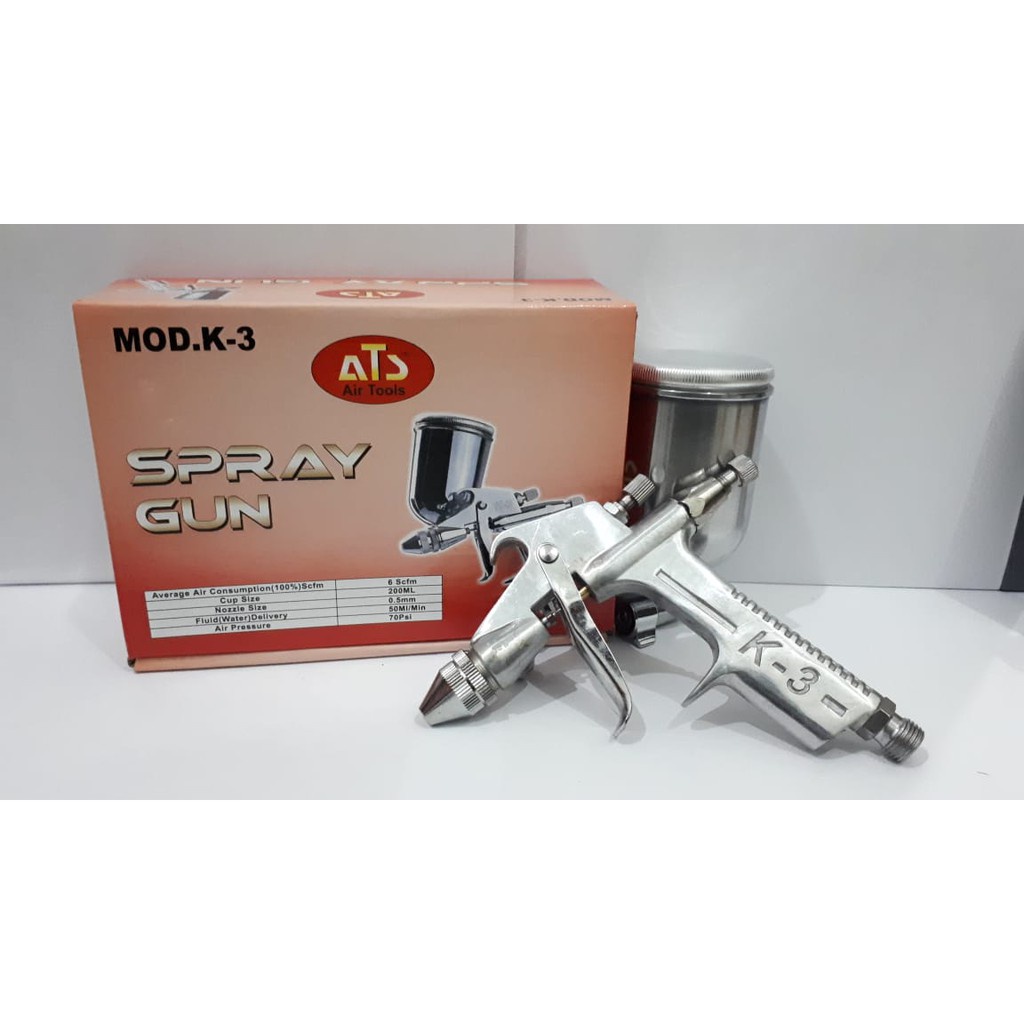 Jual SPRAYGUN K3 ATS / K3A MOLLAR AIR SPRAY GUN GRAVITY TABUNG ATAS ...