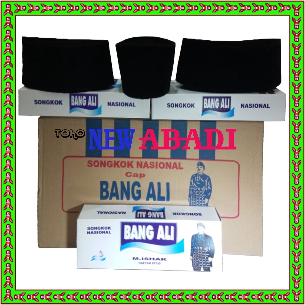 Jual Songkok Hitam Polos merk Bang Ali, Tinggi 9 dan 10 cm, Seragam ...