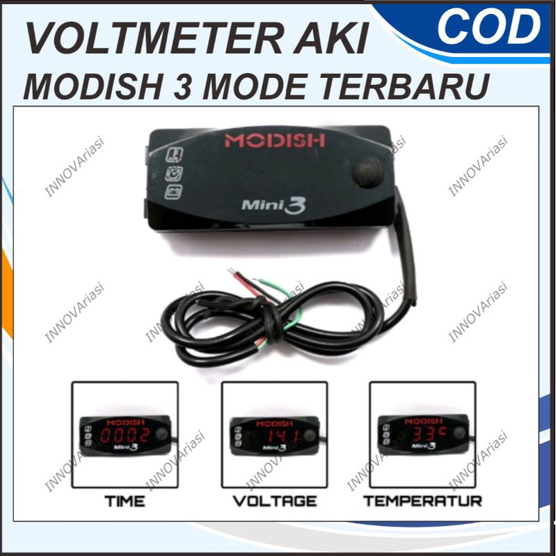 Jual VOLTMETER MODISH DIGITAL WATERPROOF MULTIFUNGSI 12V DC: PENGUKUR ...
