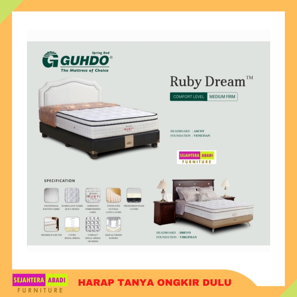 Jual guhdo springbed ruby dream premier plushtop latex matras & full set | Shopee Indonesia