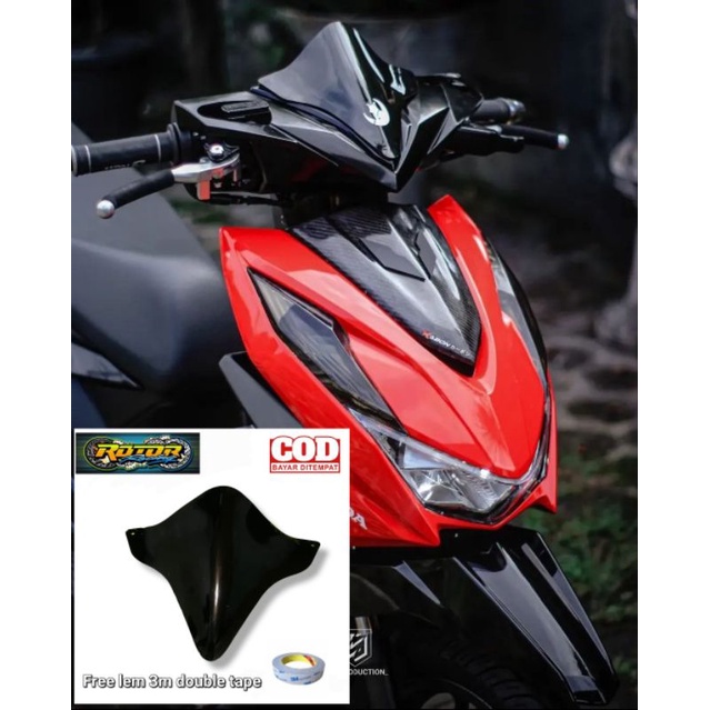 Jual Visor variasi honda beat deluxe bahan akrilik warna hitam kilap ...