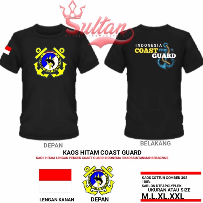 Jual Kaos COAST GUARD//Baju COAST GUARD Lengan Pendek//Seragam Hitam CG ...