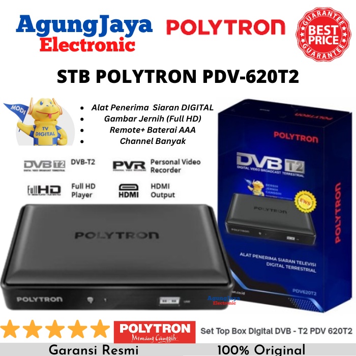 Jual STB POLYTRON PDV-620T2 SET TOP BOX TV DIGITAL RECEIVER SHARP STB ...