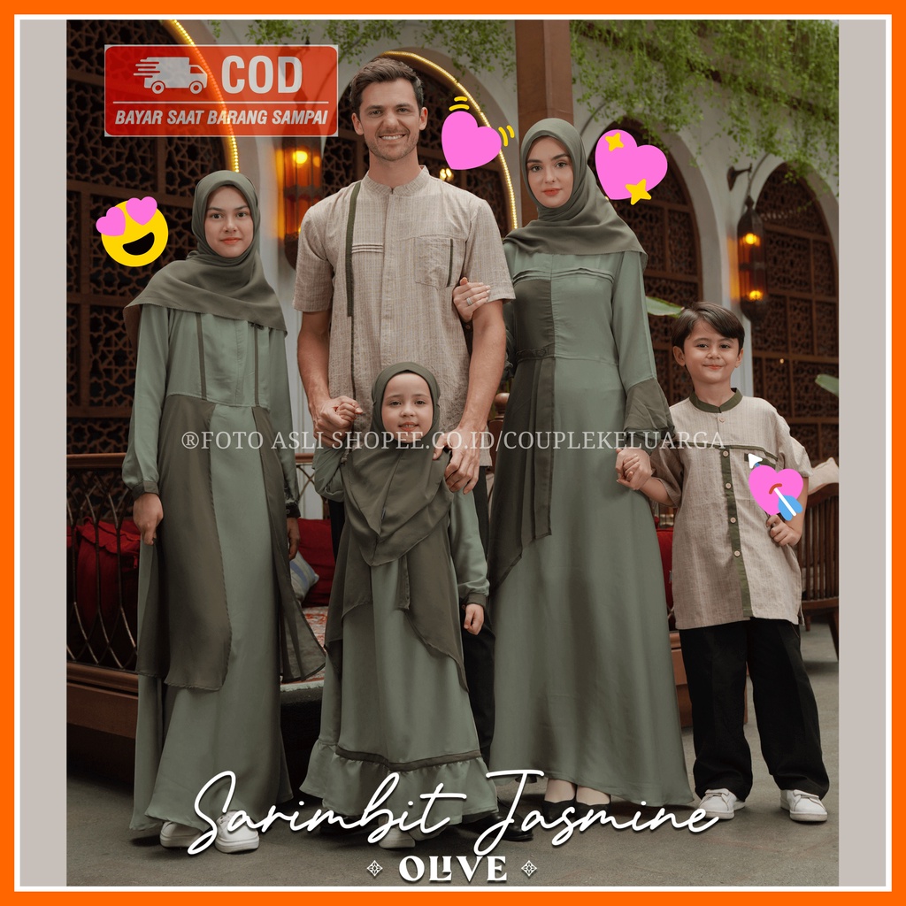 Jual Sarimbit Keluarga 2023 Premium Rauna Jasmine Olive Baju Couple ...
