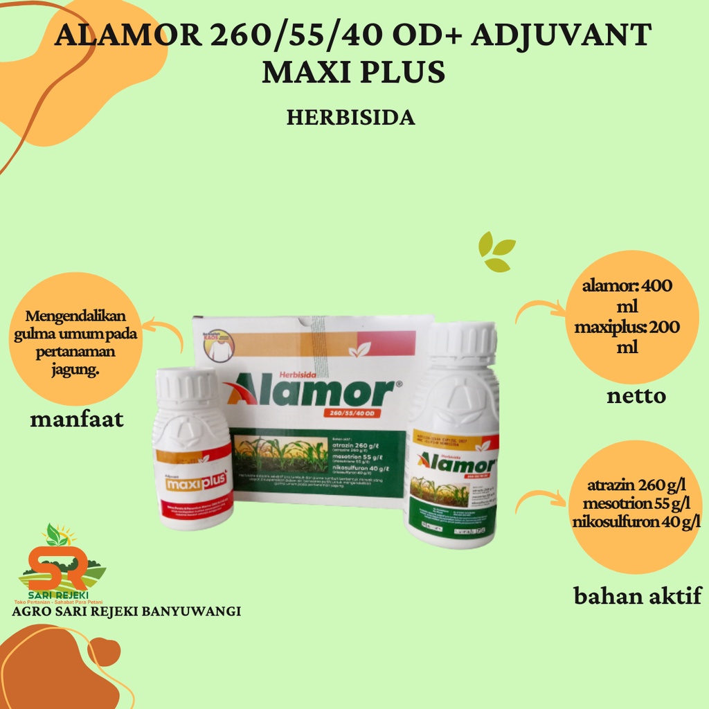 Jual ALAMOR 260/55/40 OD 400 ml + adjuvant MAXI PLUS 200 ml HERBISIDA ...