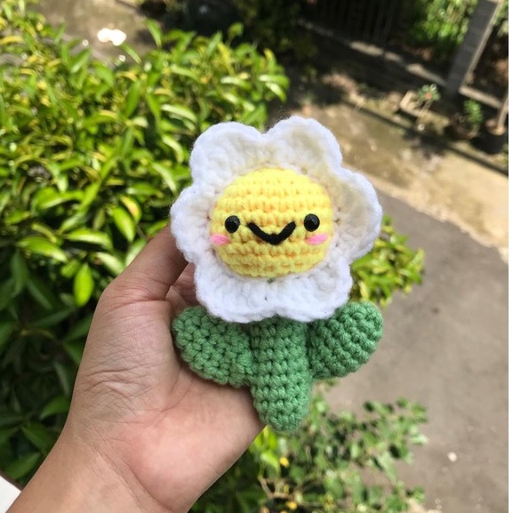 Jual Gantungan kunci lucu, bunga daisy, amigurumi, kado, hadiah, bunga ...