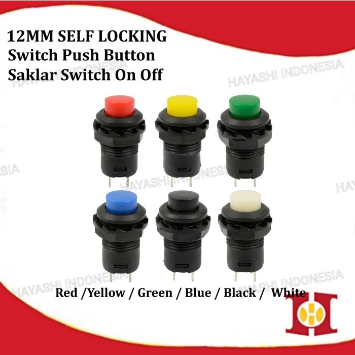 Jual Tombol Self Lock Switch 12mm Plastik DS 428 Saklar Tekan On Off AC ...