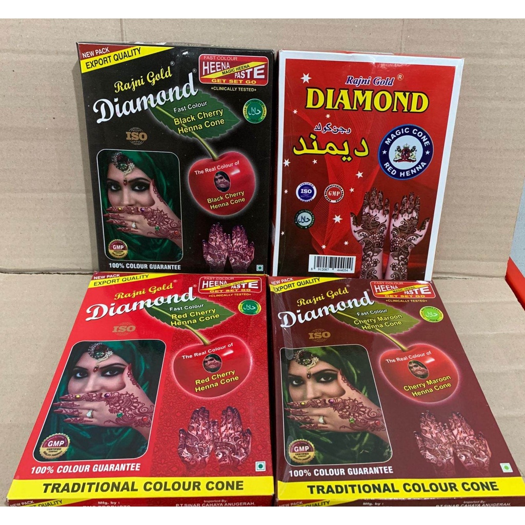 Jual DIAMOND Rajni Gold Henna Magic Cone Original BPOM / Al Latif Heena ...