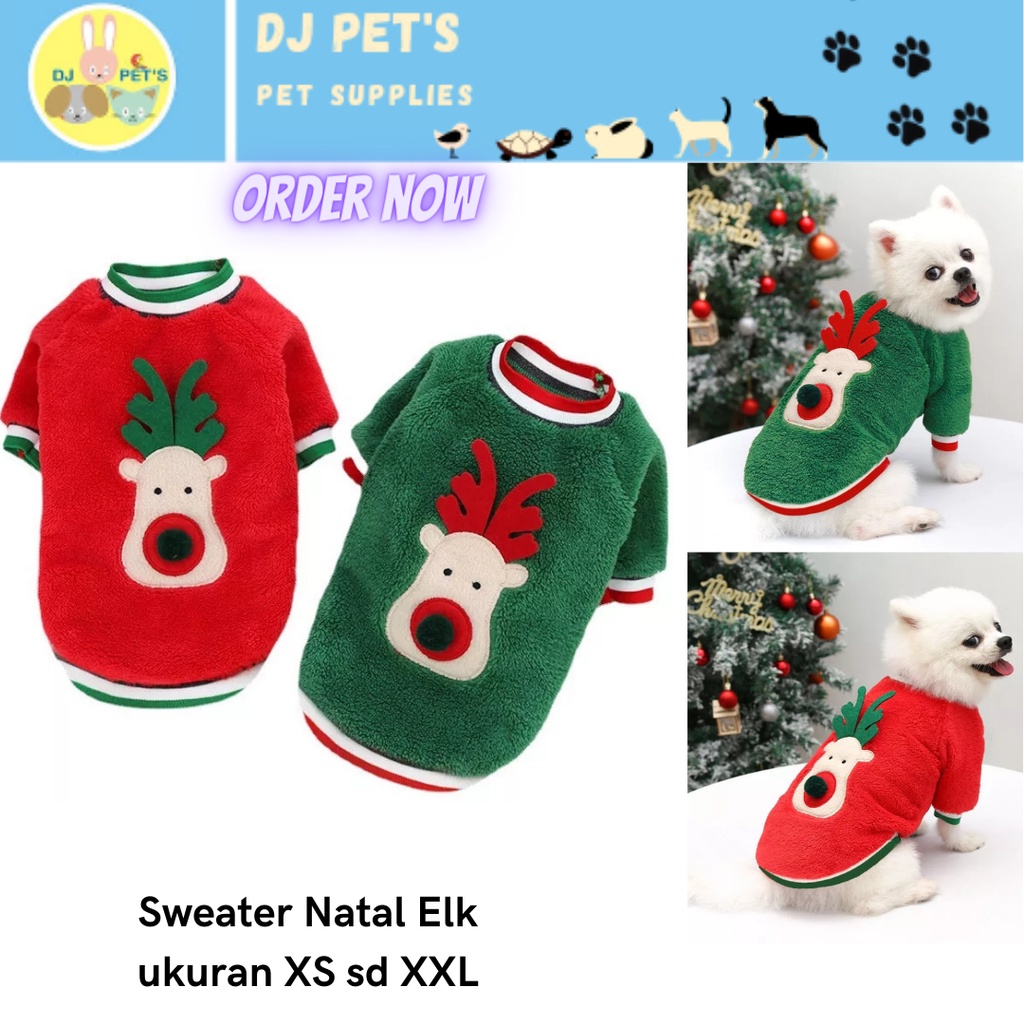Jual Baju Natal Anjing dan Kucing Sweater Natal Hewan Anabul Model ...
