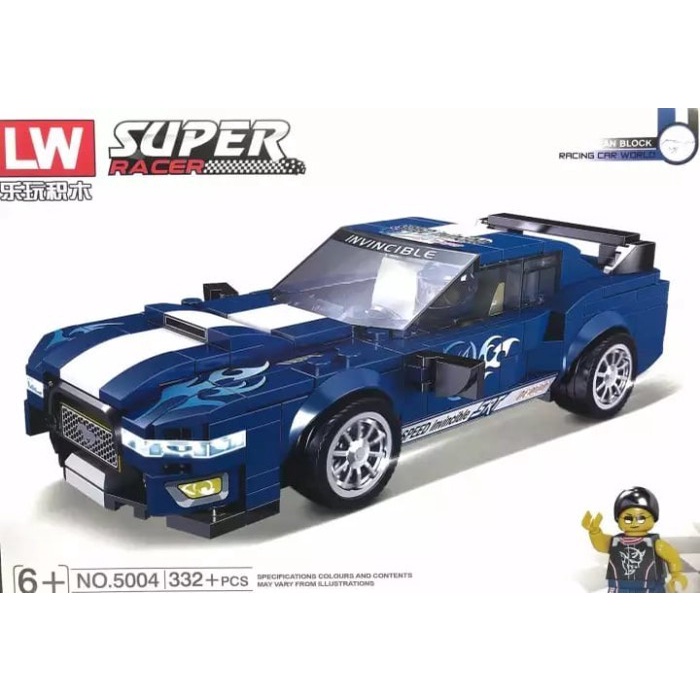 Jual Mainan Brick Mobil Balap Ford Mustang LW 5004 Biru | Shopee Indonesia