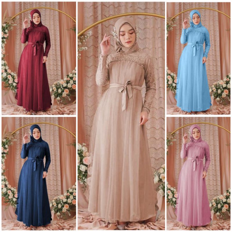 Jual Maxi mikayla/Gamis brukat/gamis modern wanita/gamis termurah/baju gamis muslim/dress wanita ...