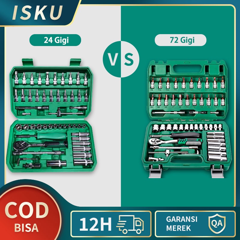 Jual ISKU Kunci Shock Set 53PC Kunci Mata Sok Set Socket 1/4 Full TOOL ...