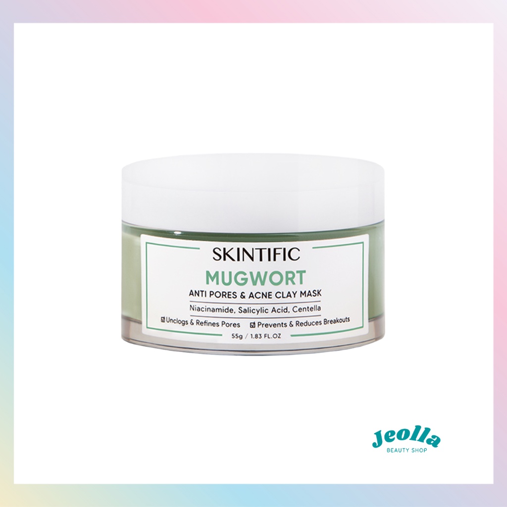 Jual SKINTIFIC Mugwort Mask Acne Clay Mask 55g Pore Clarifying Mud Mask ...