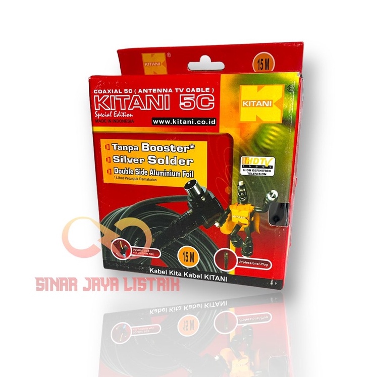 Jual Kitani kabel antena TV Coaxial 5C-2V + Jack Plug Tekuk 15 meter | Shopee Indonesia