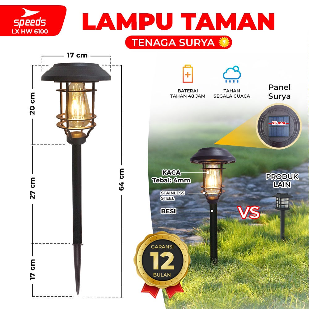 Jual SPEEDS Lampu Taman Panel Tenaga Surya Matahari Lampu Tancap ...