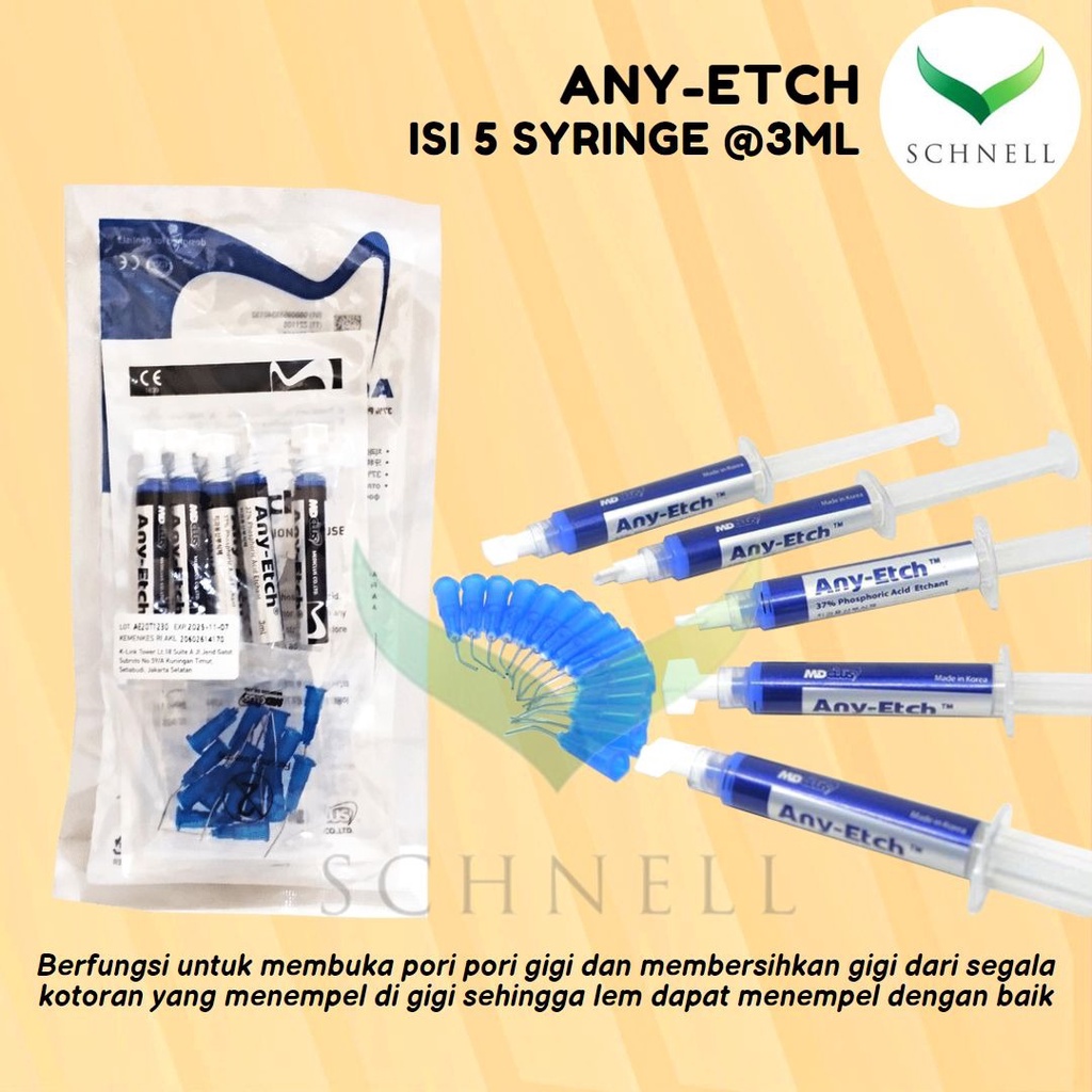 Jual Etching gel Anycom/ Etchant / Etsa Made In Korea Any Etch 37% HV 5x3ml/syr | Shopee Indonesia