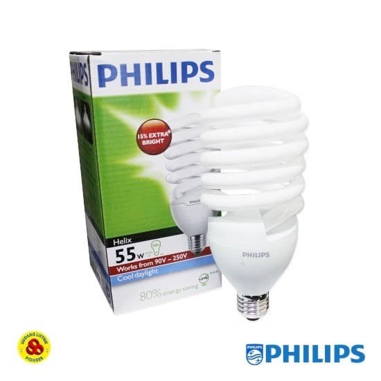 Jual Philips Lampu Helix 55W Putih E27 Lampu Spiral 55 Watt Cool Daylight | Shopee Indonesia