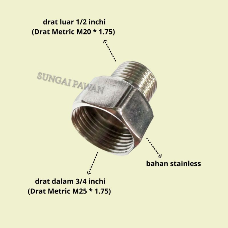 Jual konverter converter pengubah ubah ulir pipa pipe drat luar 1/2 in ...