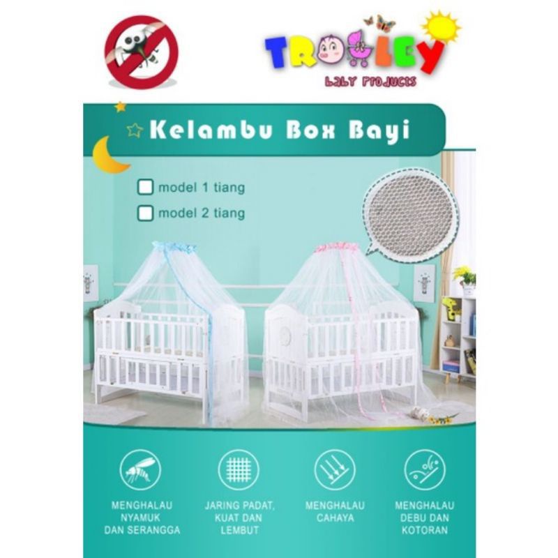 Jual Kelambu box bayi renda dan polos motif imut / kelambu 1 tiang ...