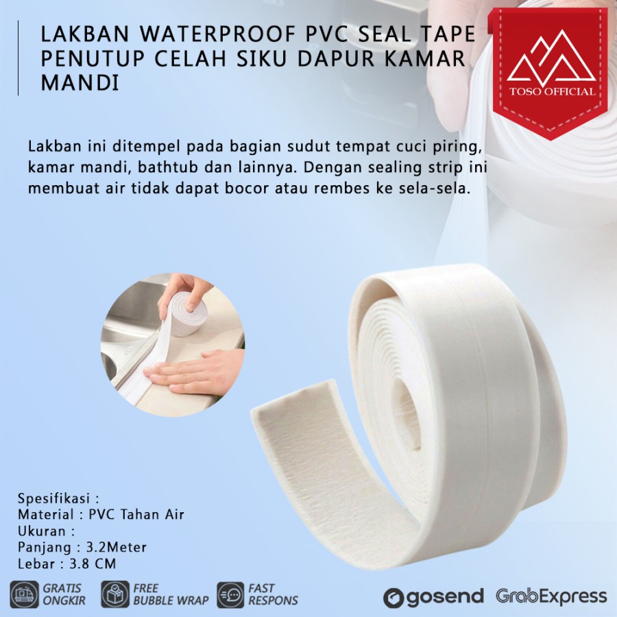 Jual LAKBAN WATERPROOF PVC SEAL TAPE PENUTUP CELAH SIKU DAPUR KAMAR ...