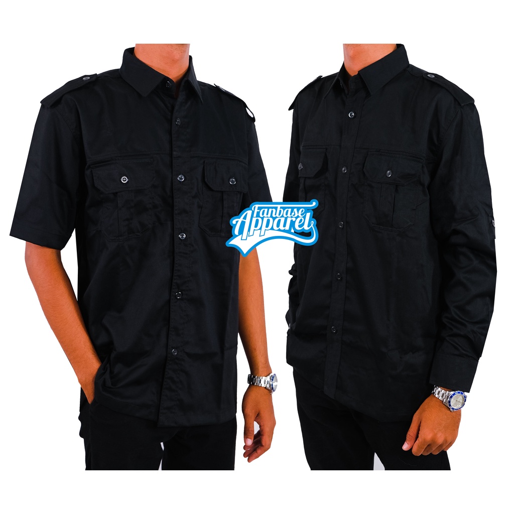 Jual Kemeja Hitam Polos Bahan Nagata Drill / Premium PDH Workshirt ...