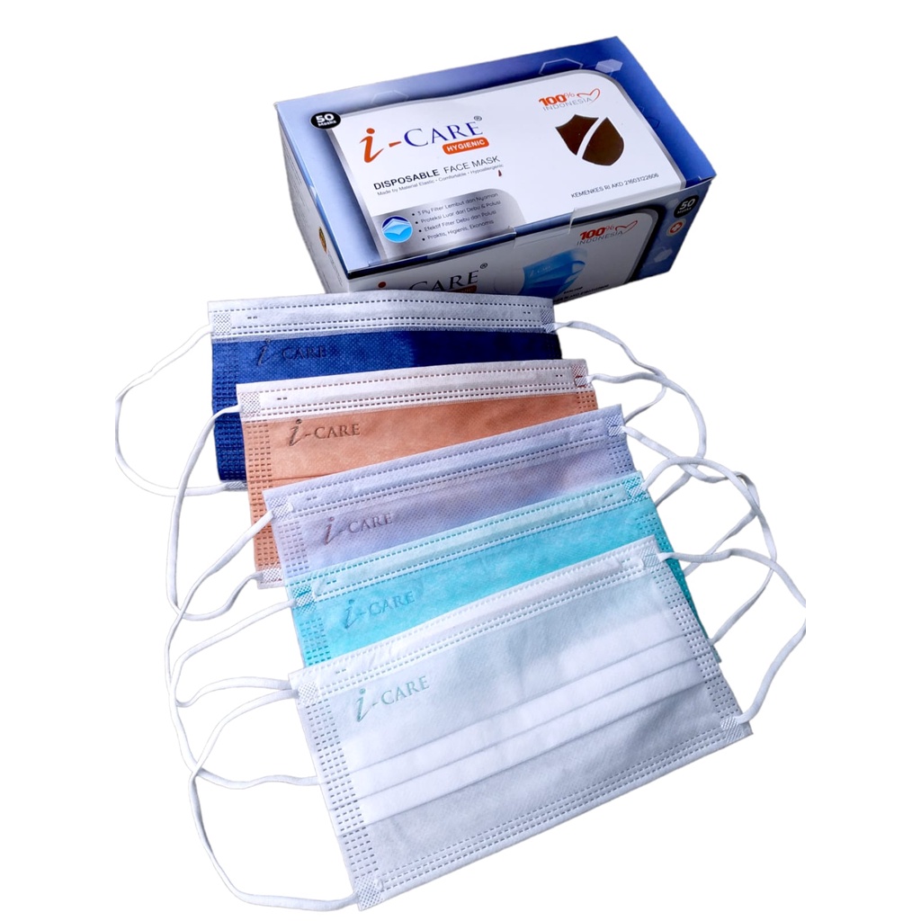 Jual Masker Earloop icare 3ply 4ply isi 50 Pcs i-Care Premium Quality ...