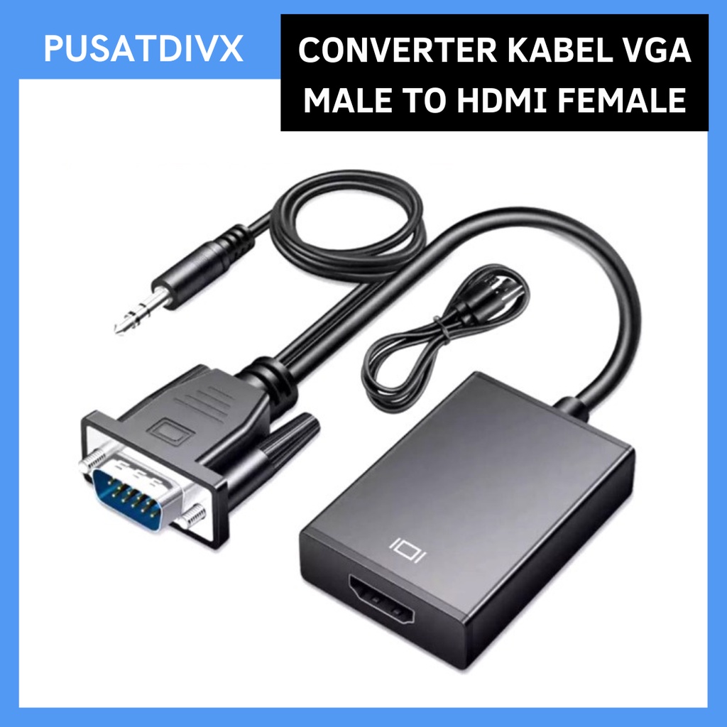Jual SANJI CONVERTER KABEL VGA MALE TO HDMI FEMALE WITH AUDIO ADAPTER | Shopee Indonesia