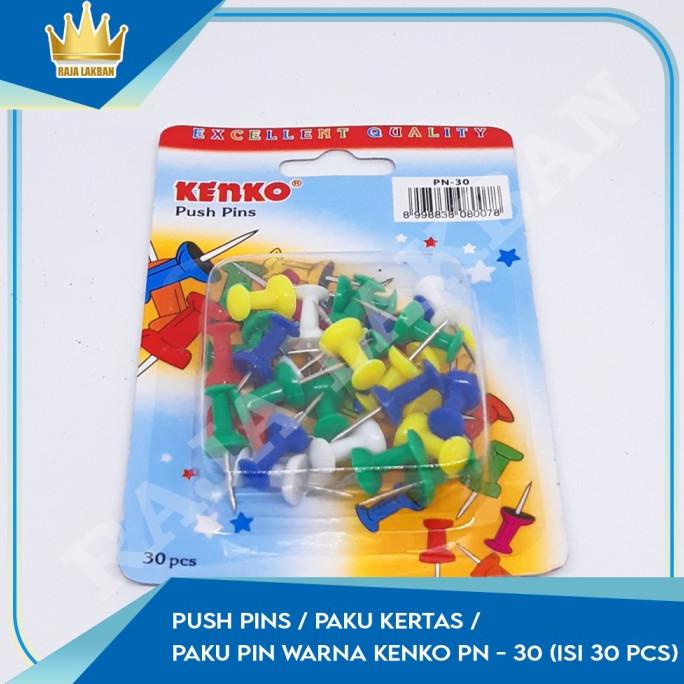 Jual Push Pins / Paku Kertas / Paku Pin Warna KENKO PN - 30 (Isi 30 Pcs ...