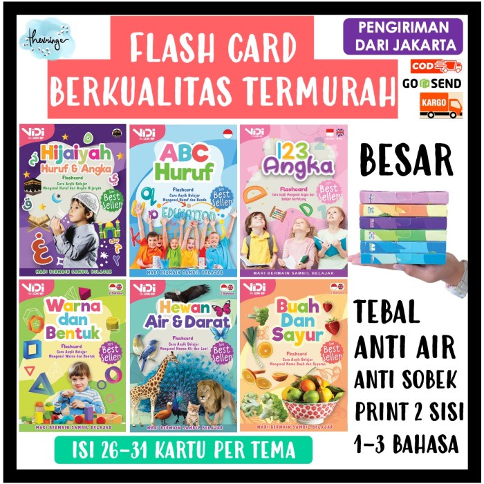 Jual Flash Card Huruf Angka Hijaiyah Hewan Buah Sayur Seri Best Seller ...