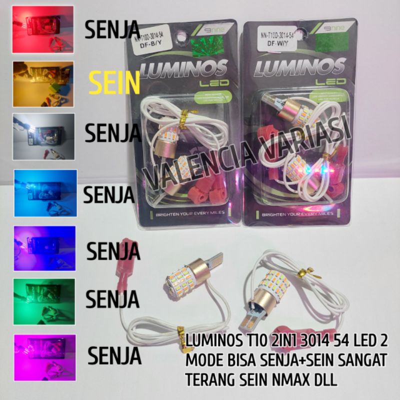 Jual LUMINOS LAMPU LED T10 2IN1 3014 54 LED 2 MODE SENJA+SEIN MOTOR ...