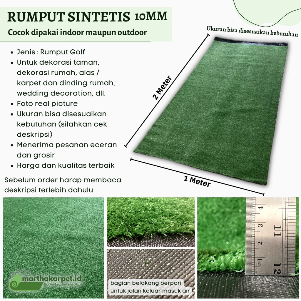 Jual Rumput Sintetis 10mm Ukuran 2m x 10m , karpet rumput, rumput palsu ...