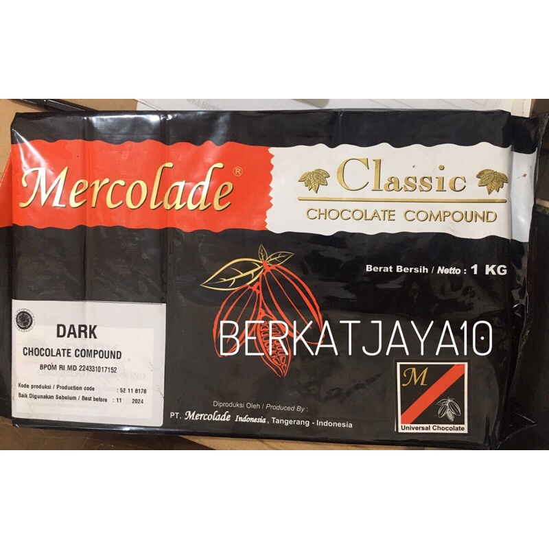 Jual Mercolade Classic Dark 1 kg Chocolate Compound Coklat Batang DCC ...