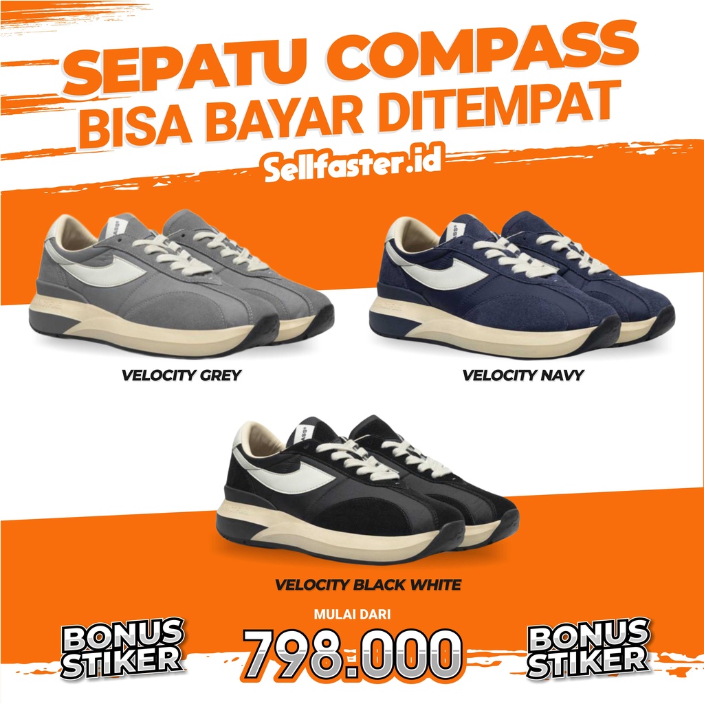 Jual Sepatu Compass Velocity Black White / Navy / Grey Versi Revisi V2 ...