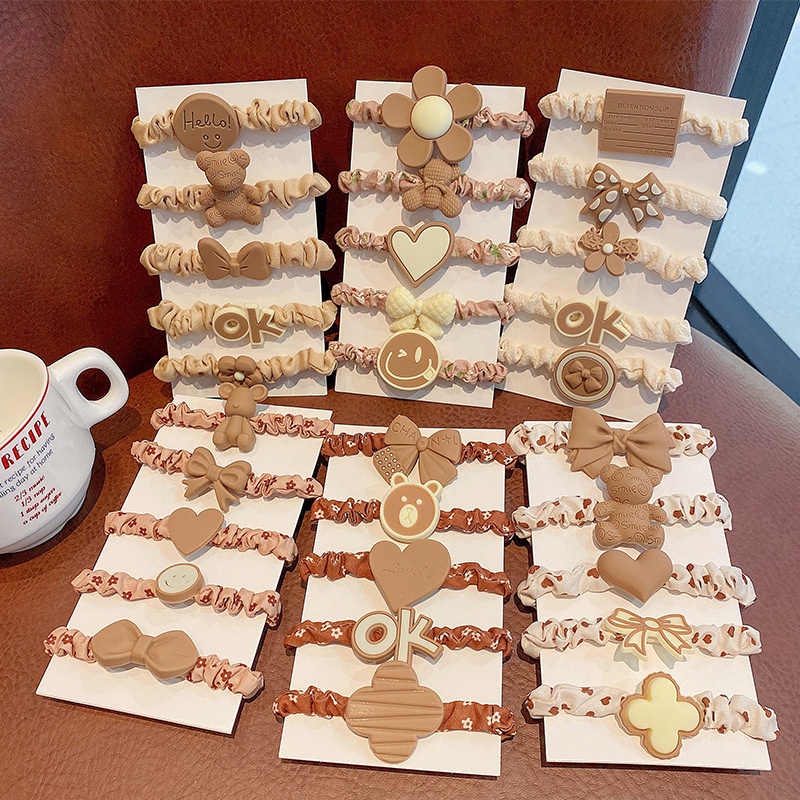 Jual ED - 5PCS / SET IKATAN RAMBUT SCRUNCHIE BROWN ANAK / KUNCIRAN ...