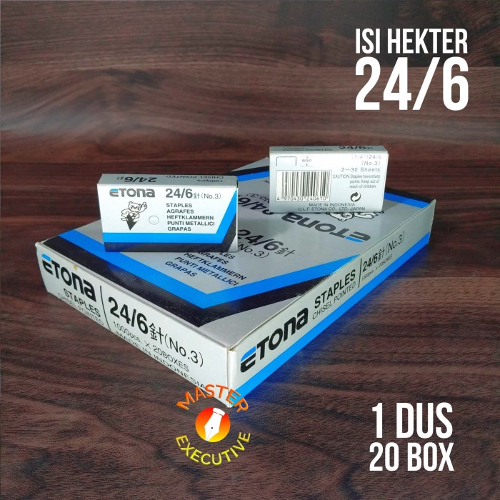 Jual Etona Isi Staples / Hekter / Stapler no. 3 - 24/6 (Dus) | Shopee ...