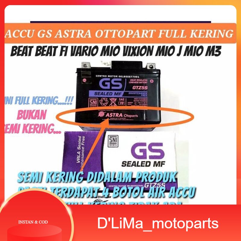 Jual AKI MOTOR HONDA BEAT / VARIO / MIO GTZ5S GS Astra OTOPARTS ORIGINAL ACCU KERING | Shopee ...