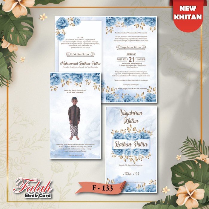 Jual Blangko Undangan Sunat Tasyakuran Khitan Khitanan Anak FALAH 133 ...