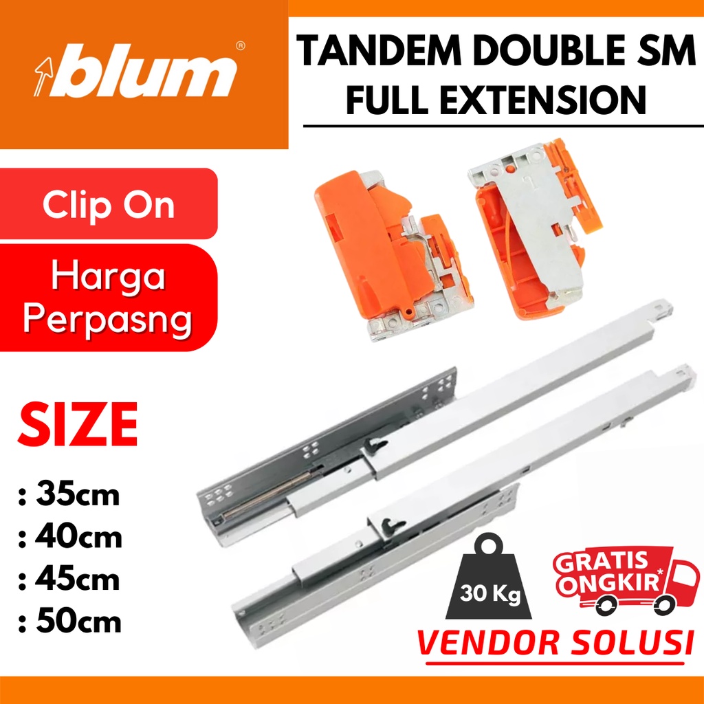 Jual Rel Laci Tandem Blum Full Extension 560H Sepasang Soft Close ...