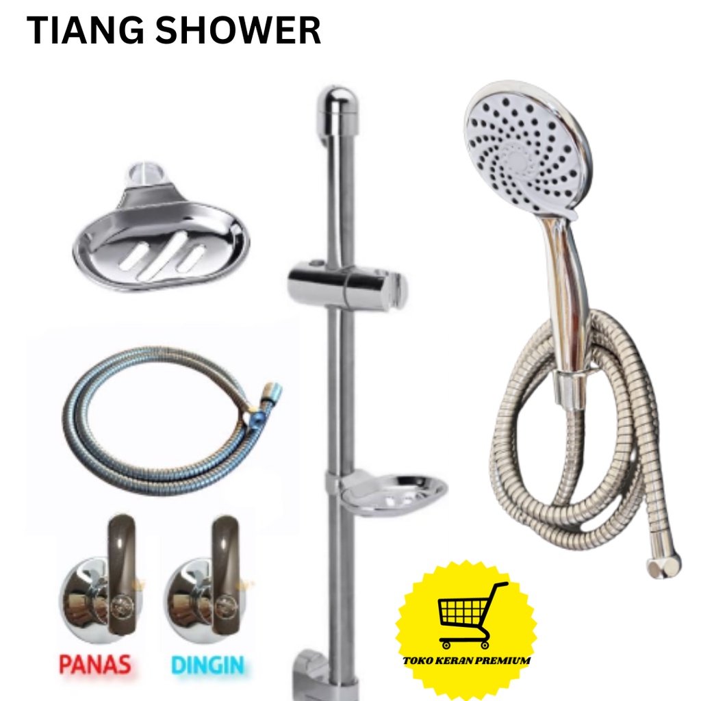 Jual Hand shower tiang set bonus kran panas dingin tempat sabun ...