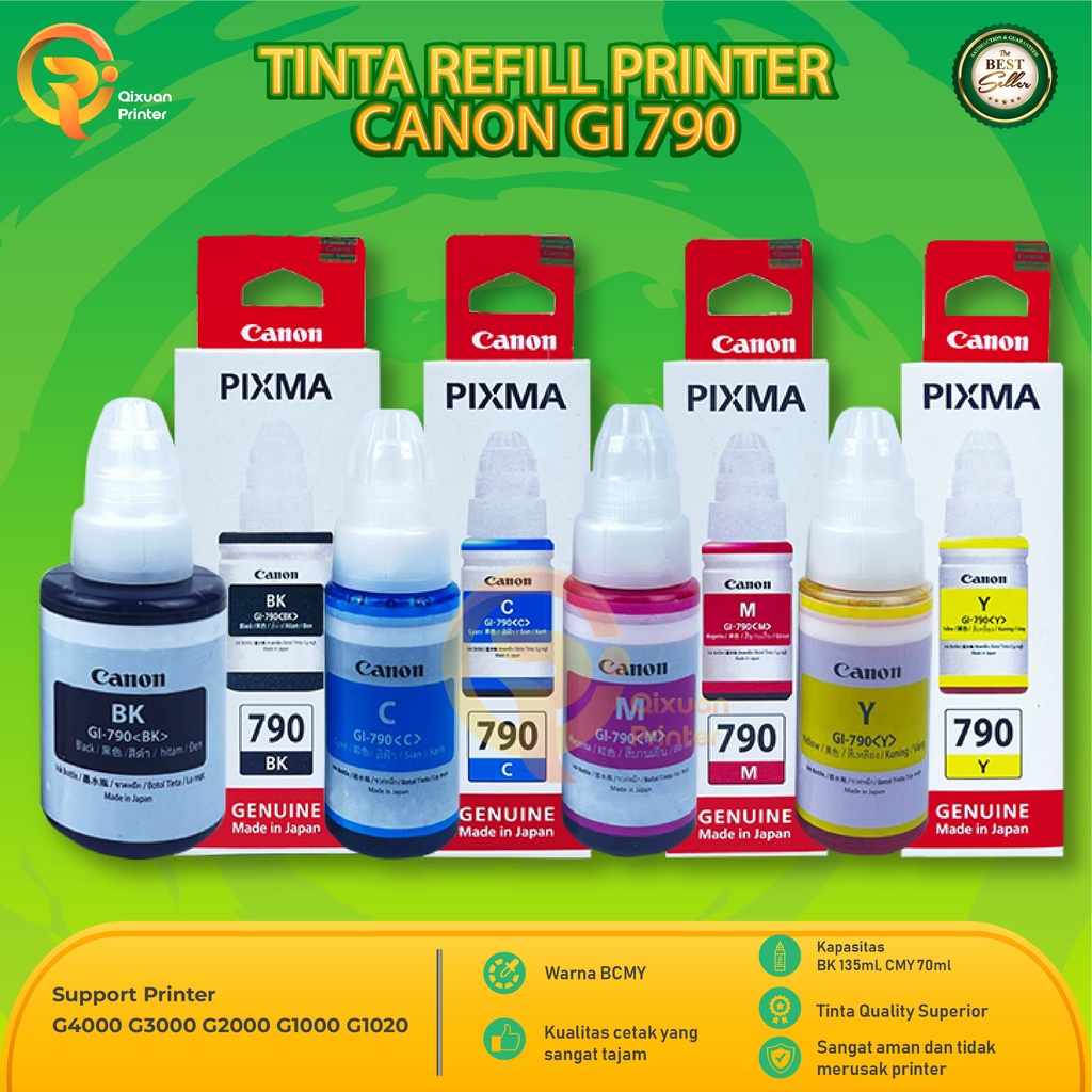 Jual Tinta Canon GI-790 Untuk Printer G1000 G1010 G2000 G2010 G3000 G3010 G4000 Warna Tajam Isi ...