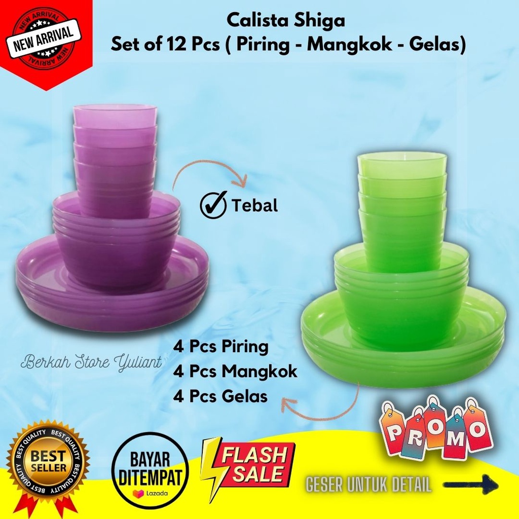 Jual Piring Plastik Tebal Cantik Piring Saji Satu Set Calista Shiga 12 ...