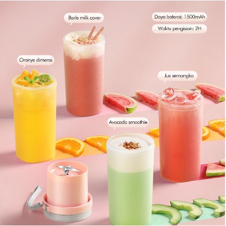 Jual Rechargeable Mini Portable Juicer 300 ML - Blender Jus Mini 6 Mata ...