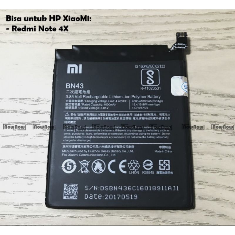 Jual BATERAI XIAOMI BN43 / BATRAI XIAOMI NOTE 4X | Shopee Indonesia