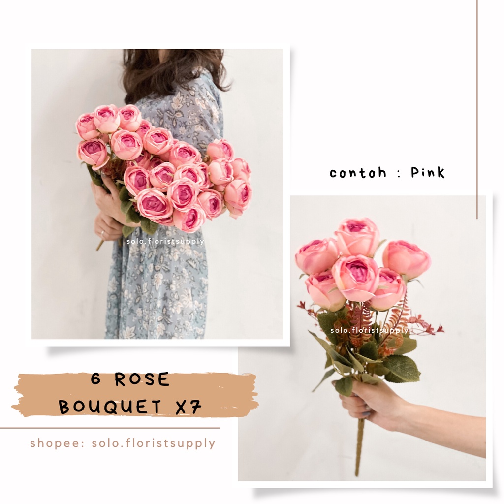 Jual ROUND ROSE BOUQUET X7 Bunga Mawar Rose Paris Kombinasi x12(satuan) Bunga Artificial Bunga ...